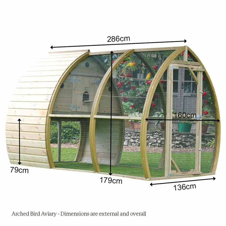 Framebow Arched House Bird Aviary designed and made in England