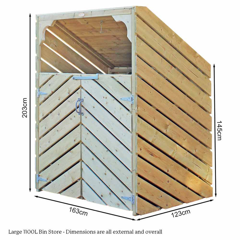 Commercial 1100L Bin Store with Doors - UK Made Bin Storage